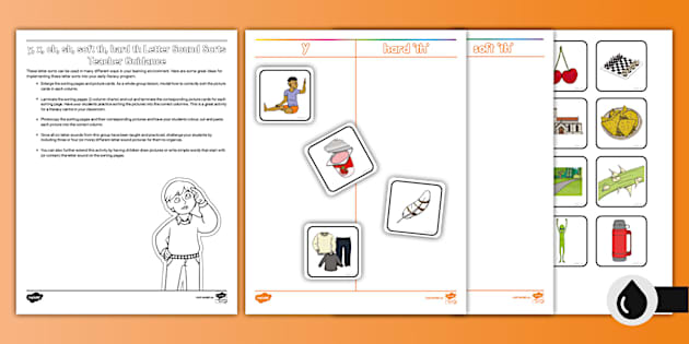 Phonics Canada Group 6 (y,x,ch,sh,soft/hard th) Sound Sorts
