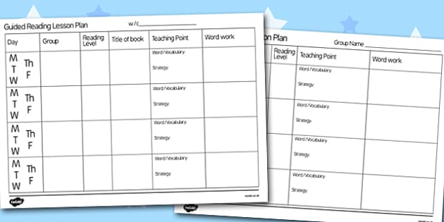 Guided Reading Lesson Plan Aid (teacher made) - Twinkl