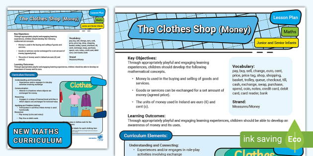The Clothes Shop Lesson Plan | Maths Resources | Twinkl