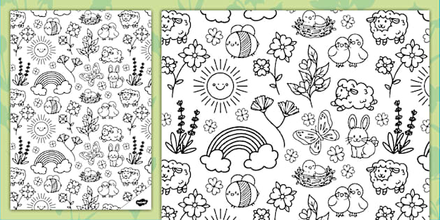 Hoja para colorear: Garabatos - Primavera