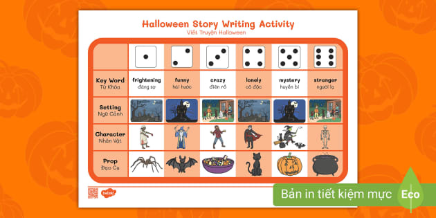 Hoạt Động Viết Truyện Chủ Đề Halloween - Tài Liệu Song Ngữ Anh/Việt