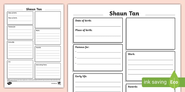 Shaun Tan Fact File Template - Twinkl