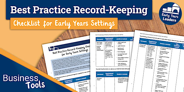 Best Practice Record-Keeping Checklist for Kindergarten Settings