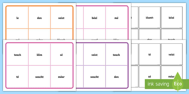 'E' or 'É' Words in Irish | Bingo Gaeilge | (teacher made)