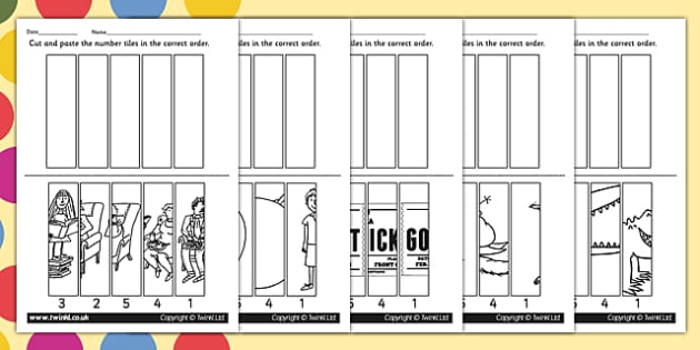 Roald Dahl Themed Number Sequencing Puzzles - Twinkl