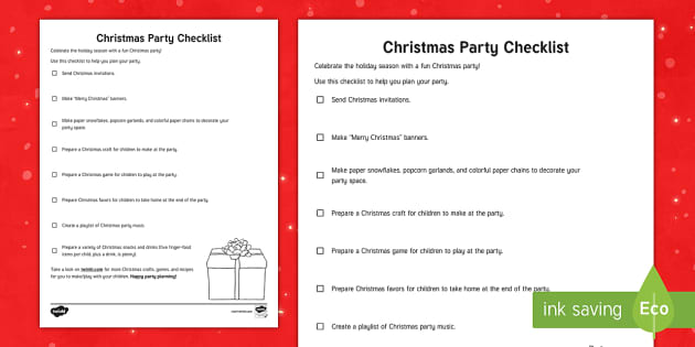 Christmas Party Checklist (teacher made) - Twinkl