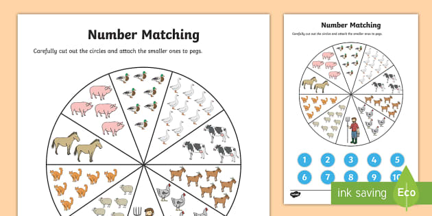 Number Matching Pegs Activity Farm Themed (teacher made)