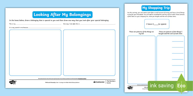 FREE! - PSHE and Citizenship KS1 Money Matters Home Learning Tasks