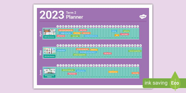2023 New Zealand Term Two Events and Calendar Planner