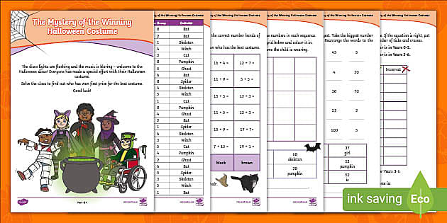 The Winning Halloween Costume Addition, Subtraction and Place Value Maths