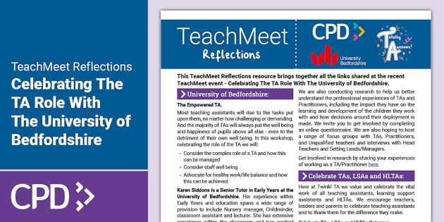 FREE! - TeachMeet Reflections - Celebrating The TA Role With The ... FREE! - TeachMeet Reflections - Celebrating The TA Role With The ...