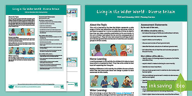 FREE! - PSHE and Citizenship UKS2 Diverse Britain Planning Overview
