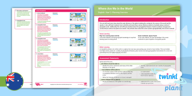 FREE! - Year 2 HASS Geography Where Are We in the World Planning Overview