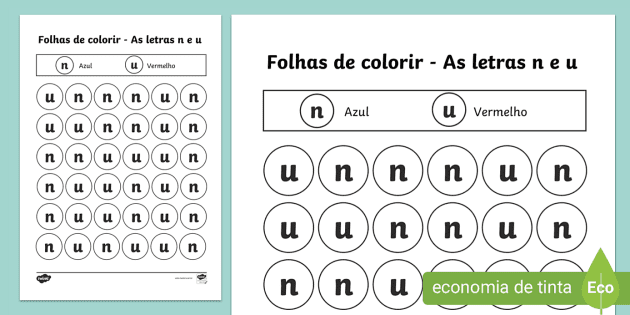NEW* - Dislexia - Folha de colorir: Letras confusas - n/u
