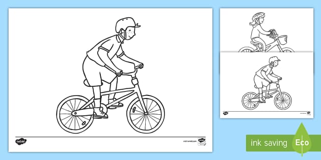 FREE! - Black And White Cyclist Sheet (Teacher-Made)