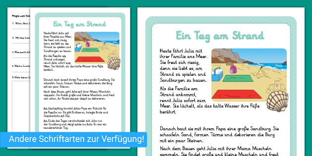 Ein Tag am Strand - Leseverstehen