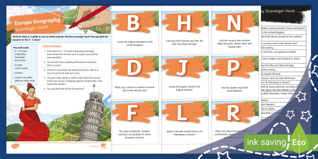 Europe Geography Scavenger Hunt (teacher made) - Twinkl