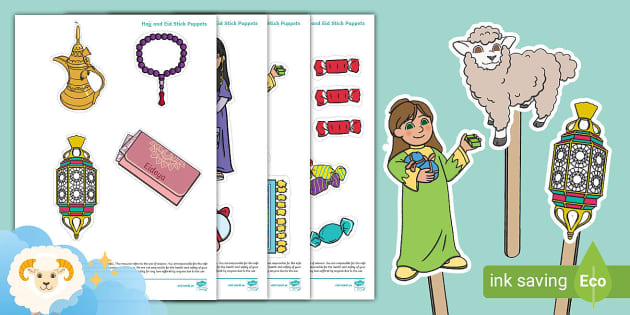 Hajj and Eid Al-Adha Stick Puppets (teacher made) - Twinkl