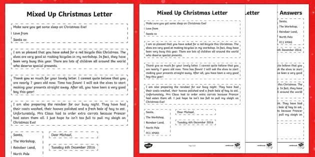 Mixed Up Christmas Letter Worksheet | Santa Letter | Writing