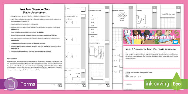 Year 4 Semester 2 Maths Assessment (teacher made) - Twinkl