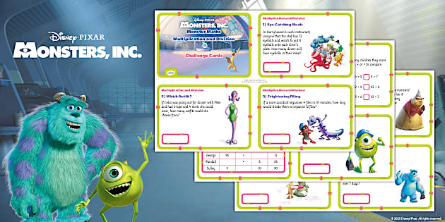 👉 Monsters, Inc.: Monster Maths Multiplication and Division Challenge Cards