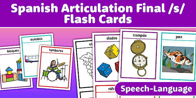 Articulation Final /s/ Words Flash Cards for SLP | Spanish