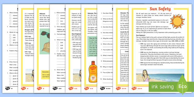 Sun Safety Reading Comprehension Activity (teacher made)
