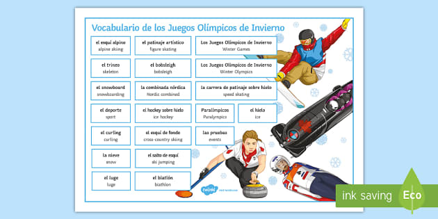 Winter Olympics Word Mat Spanish (teacher made)