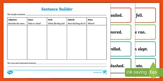 Sentence Builder Grammar And Punctuation Twinkl