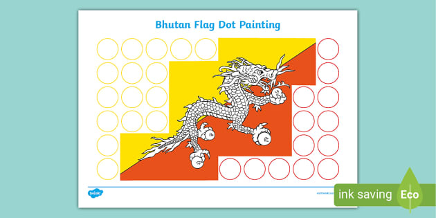 Bhutan Flag Dot Painting Worksheet