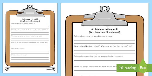 Grandparents Interview Worksheet | Grandparents Day | Twinkl
