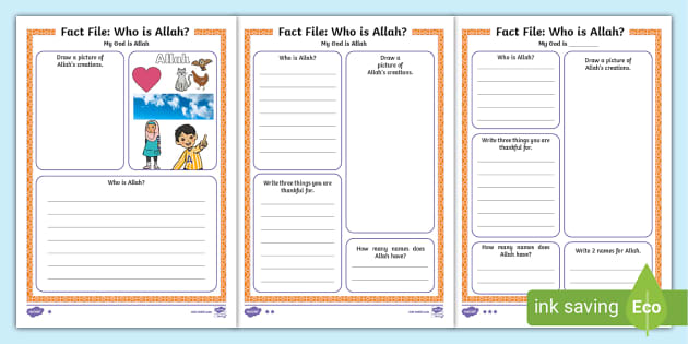 Fact File: Who Is Allah? - Differentiated Activity - Twinkl