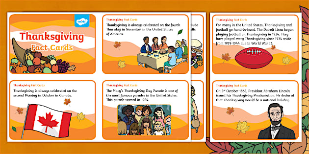 Thanksgiving Fact Cards (teacher made) - Twinkl