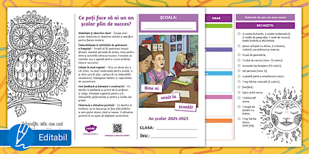 Clasa 4/a IV-a – Pliant pentru început de an școlar