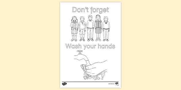 School Hand Washing Sign Colouring Page (Teacher-Made)