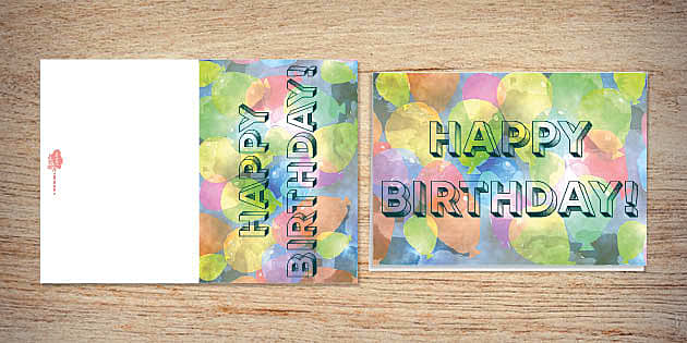 Birthday Balloons Happy Birthday Type Card (teacher made)