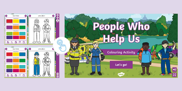 People Who Help Us Interactive Colouring Twinkl