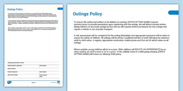 Outing Policy for Childminders (teacher made)