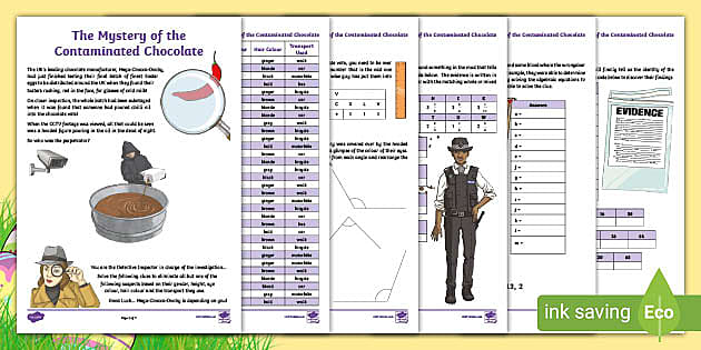 UKS2 Mystery of Contaminated Chocolate Maths Mystery Game