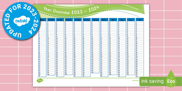 Academic Year Overview August 2023-July 2024 - Twinkl