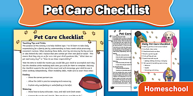 Pet Care Checklist for Homeschool