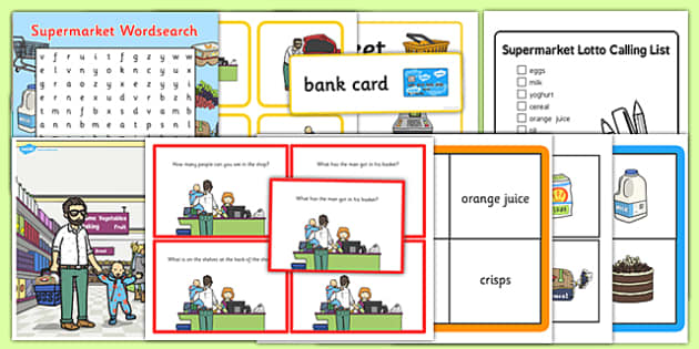 Supermarket Vocabulary and Comprehension Pack - supermarket