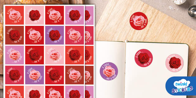 Valentine's Day - Rose Sticker - Gift Decoration - Twinkl