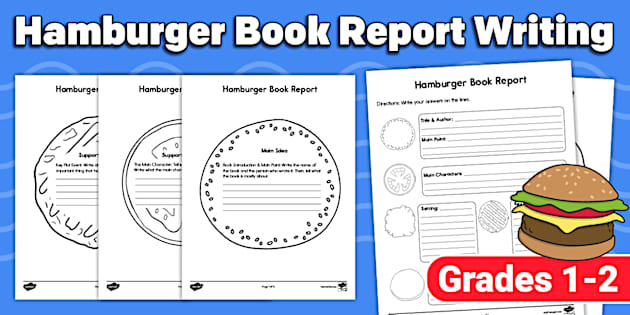 Hamburger Book Report Writing Template for 1st-2nd Grade