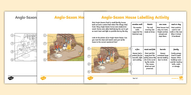 Anglo-Saxon House Labelling Activity Sheet - KS2 - Twinkl