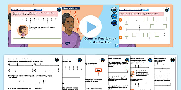 Y3 DiM: Step 8 Count in Fractions on a Number Line - Twinkl