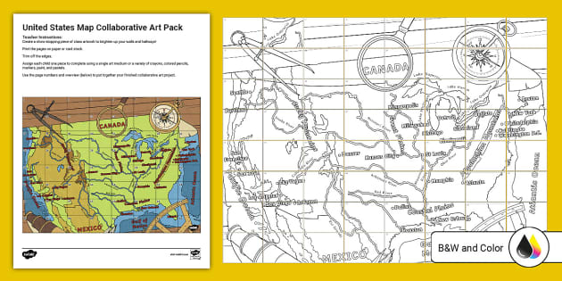 United States Map for 6th-8th Grade Collaborative Art Pack