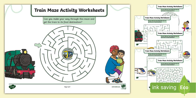 FREE! - Train Maze Activity Worksheets (teacher made)