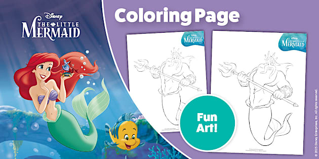 ariel and king triton coloring pages