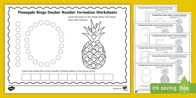 FREE! - Pineapple Bingo Dauber Number Formation Worksheets